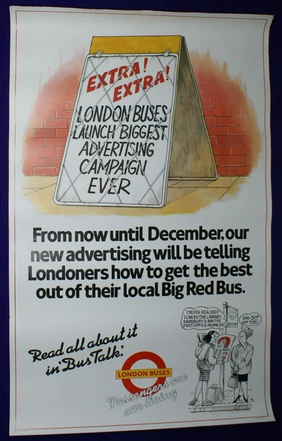 LONDON TRANSPORT BUSES Poster Advertising Campaign Big Red Bus June ...