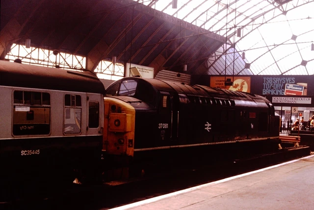 1980S BRITISH RAIL BR Diesel Loco 37081 Scotland Railway Slide 1999 £3. ...