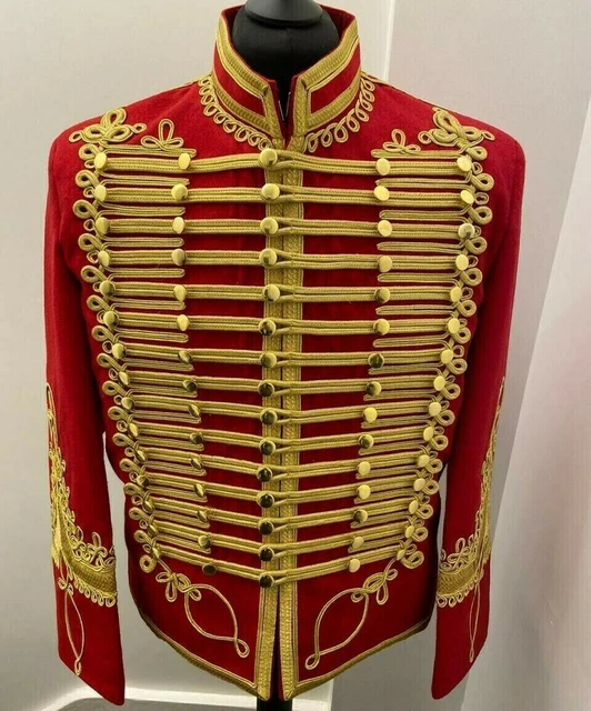 NEW GENERAL NAPOLEON Hussar 18th Military Jacket Red/Gold Braid Tunic ...