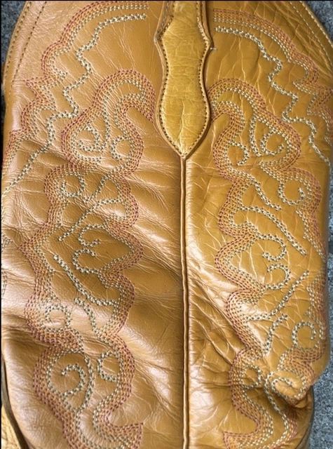 VINTAGE GENUINE OSTRICH Western Cowboy Boots Honey Tan Snip Toe 6.5 £ ...