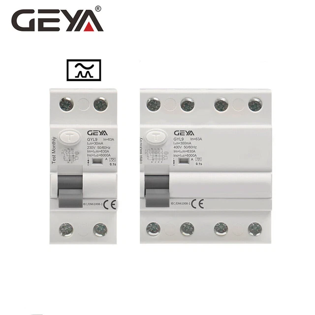 GEYA A TYPE ELCB Pulsating DC Circuit Breaker RCCB 2/4Pole 40/63A 100 ...