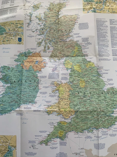 VINTAGE 1985 A Traveler’s Map Of Britain & Ireland National Geographic ...