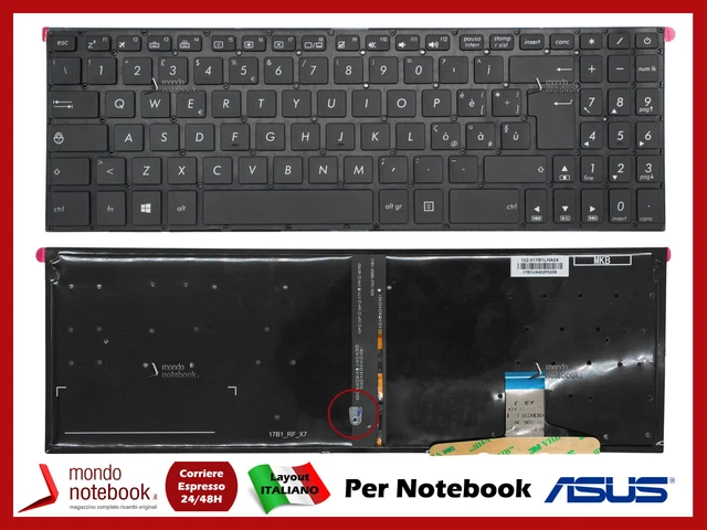 ITALIAN KEYBOARD FOR ASUS Vivobook Pro 15 N580GD-FI018T Black Backlit £ ...