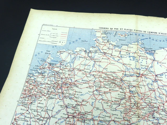 ANTIQUE RAILWAY MAP of Germany The German Empire Military Circa 1881 ...
