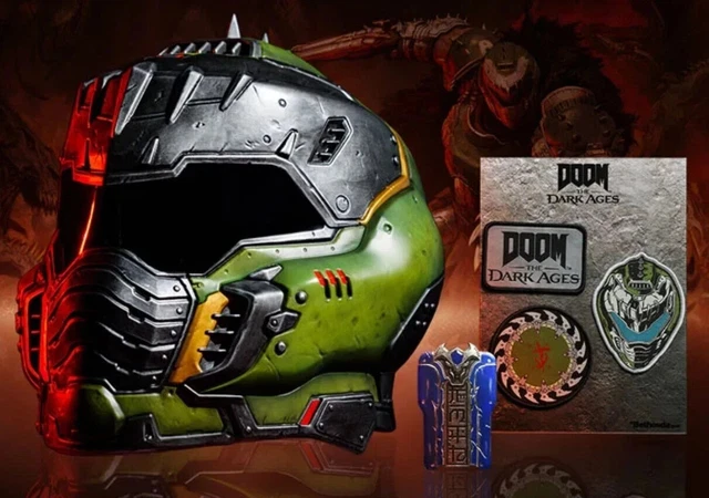 DOOM: THE DARK Ages Doom Slayer Wearable Helmet LED Bundle + Keycard x3 ...