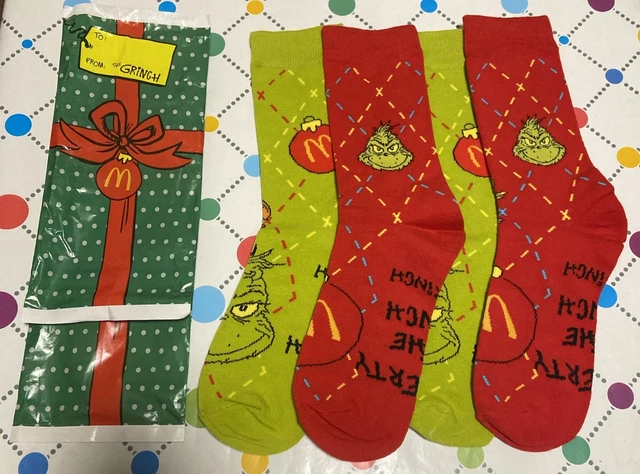 MCDONALD’S ADULT MEAL Grinch Christmas Socks 2 Pairs set Gift Pack ...
