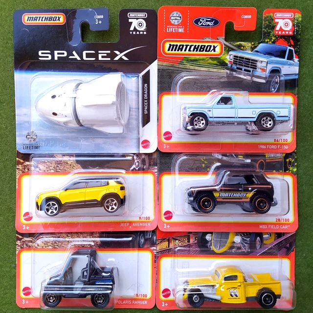 LOT DE 6 Matchbox Ford '35 F-150 Spacex Jeep Avenger Polaris 70 Years ...