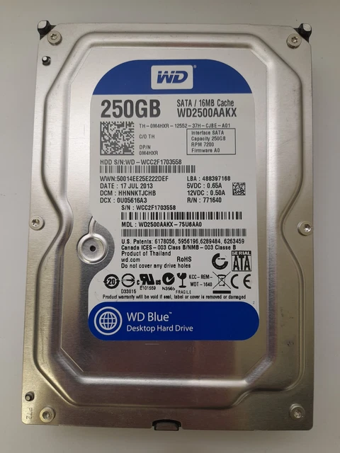 WESTERN DIGITAL CAVIAR Blue WD2500AAKX-75U6AA0 250 GB 3,5 disco rigido ...