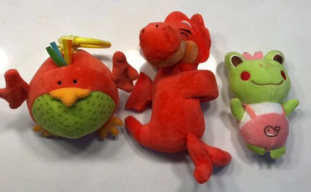 RED DRAGON WITH slap wrist band, Frog and Pull Cord Bird Plush Soft ...