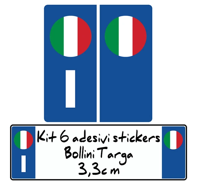 ADESIVI STICKERS BOLLINO Targa Bandiera Italia Tricolore Flag Auto Moto ...