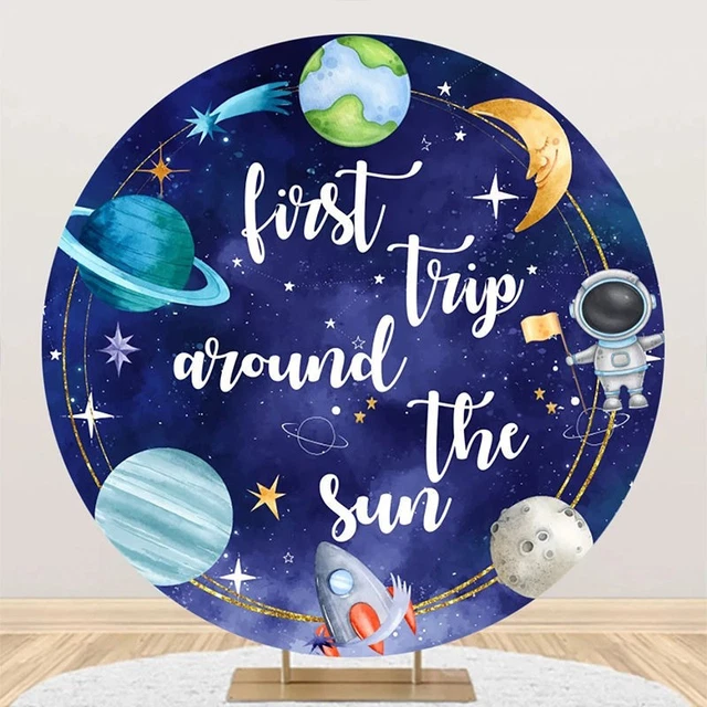 BLUE ASTRONANUT GALAXY Round 1st Birthday Backdrop $35.97 - PicClick AU