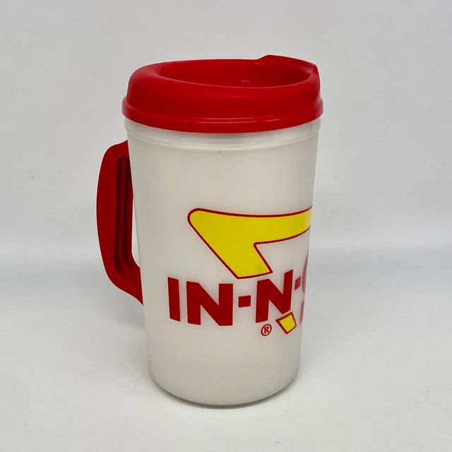 RARE IN-N-OUT BURGER Logo Vintage Plastic Aladdin Coffee Travel Mug Cup ...
