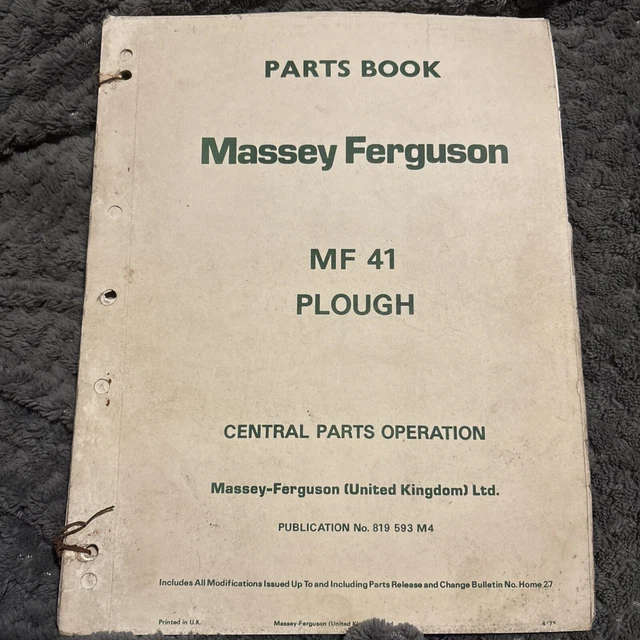 MASSEY FERGUSON MF 41 Reversible Plough Parts Book £1.75 - PicClick UK