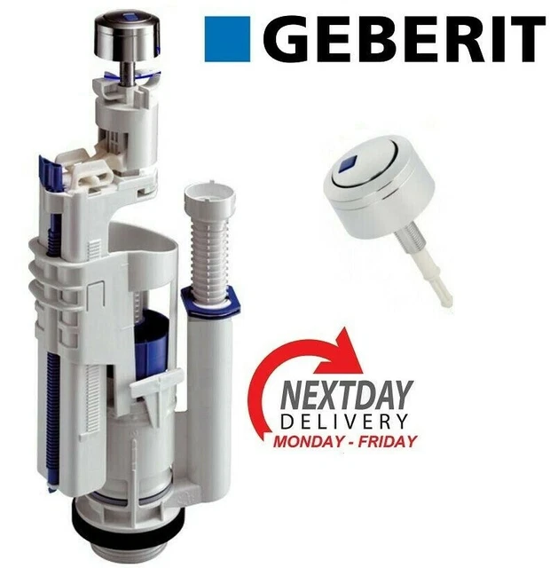 GEBERIT DUAL FLUSH Cistern Valve & Chrome Push Button Type 290 Set 282 ...