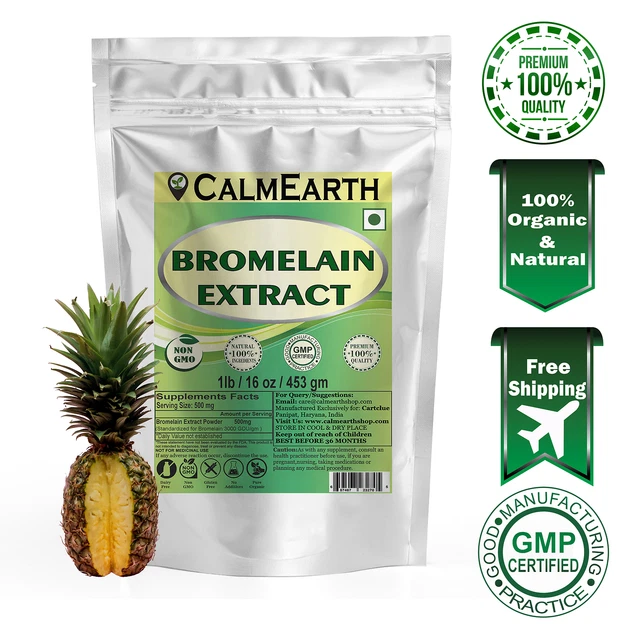 CALM EARTH BROMELAIN Extract Powder 3000 GDU/gm Pineapple Best Results ...