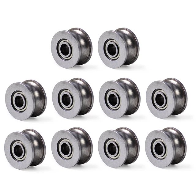 10PC STEEL U Groove Guide Roller Pulley Rail Track Ball Bearings Wheel ...