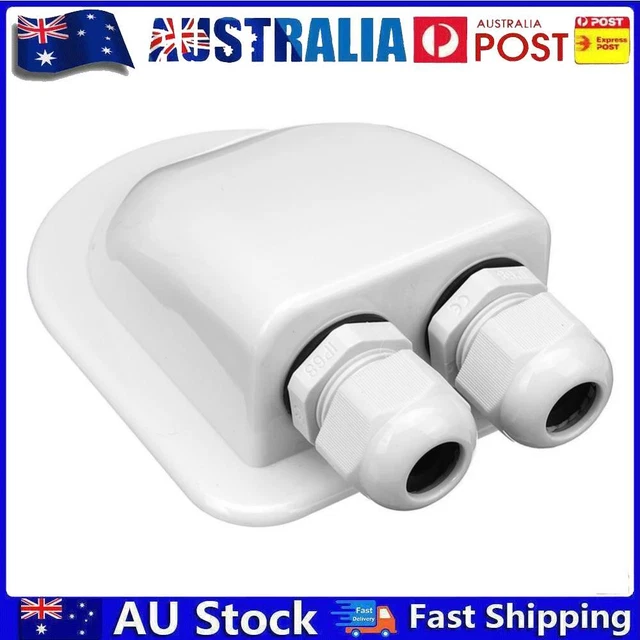 AU CARAVAN MOTORHOME Solar Cable Junction Box Double Wire Entry Gland ...
