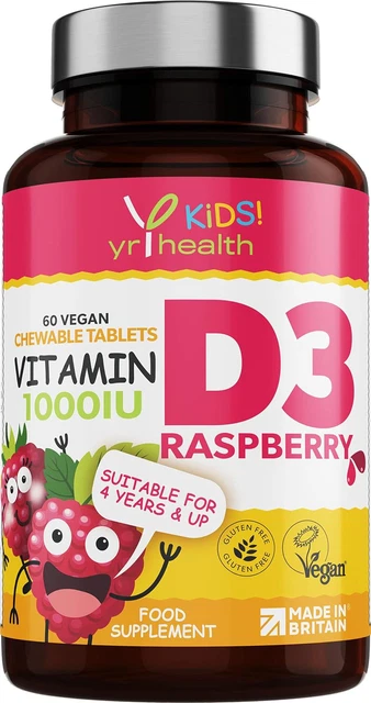 KIDS VITAMIN D3 1000 iu High Strength - Chewable Raspberry Flavour ...