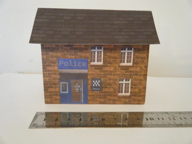 SCRATCH BUILT BASIC Card Model Railway House Building Police Station 00 ...