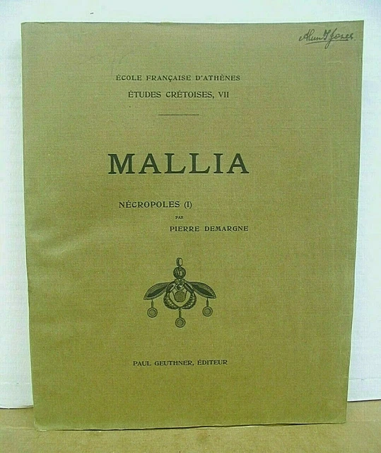 FOUILLES EXECUTEES A Mallia par Pierre Demargne 1945 First Edition EUR ...