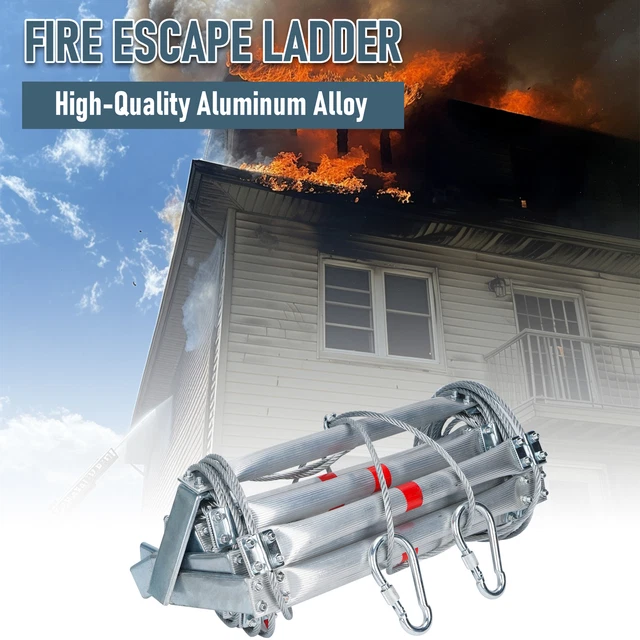 5M FIRE LADDER Escape Rope Household Aerial Work Rescue Stainless Steel ...