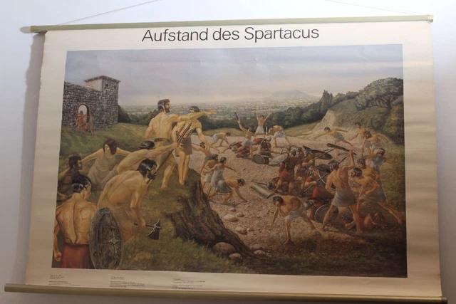 SCHOOL WALL MAP rolling map teaching board uprising of Spartacus GDR ...