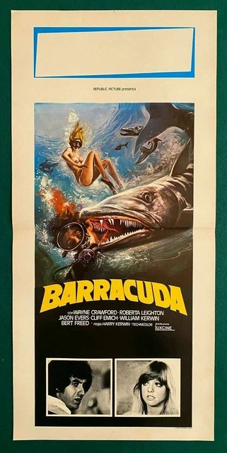 LOCANDINA ORIGINALE BARRACUDA Lo Squalo Jaws Shark Crawford Horror ...