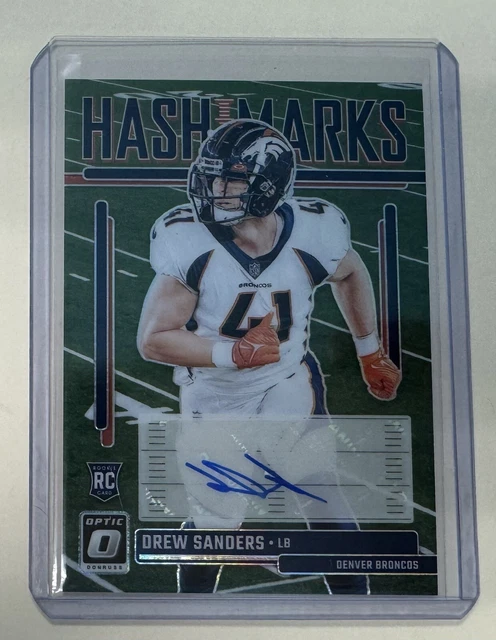 2023 DONRUSS OPTIC Drew Sanders "Hash Marks" AUTO #HM-17 recrue RC ...