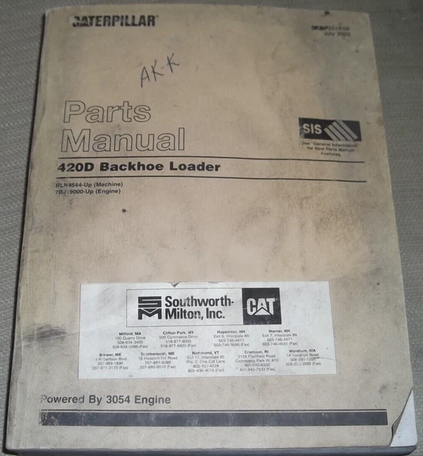 CAT CATERPILLAR 420D Backhoe Loader Parts Manual Book S/N Bln04544-Up £66.51 - PicClick UK