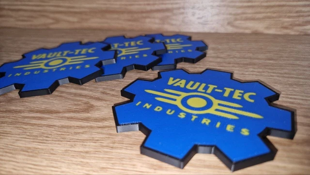 FALLOUT VAULT TEC COG 3D printed coasters / signs fallout 76 gaming pc ...