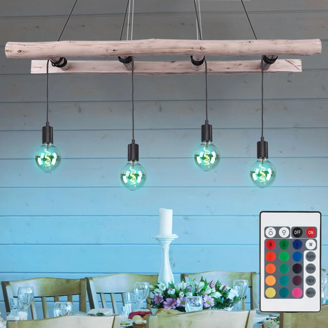 RGB LED BOIS Suspendu Plafonniers Intensité Variable la Vie Chambre ...