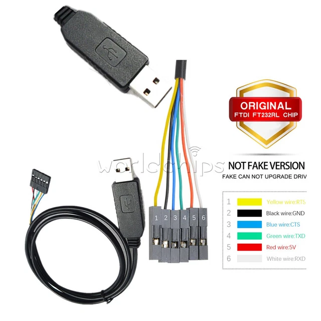 1M 6PIN FTDI FT232RL USB to TTL RS232 Serial Adapter Cable for AVR ARM ...