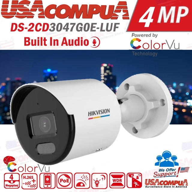 HIKVISION 4MP IP PoE Bullet Full Color Built-in Mic ColorVu DS ...