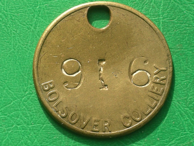 BOLSOVER COLLIERY DERBYSHIRE two sided pit check miners coal mining ...