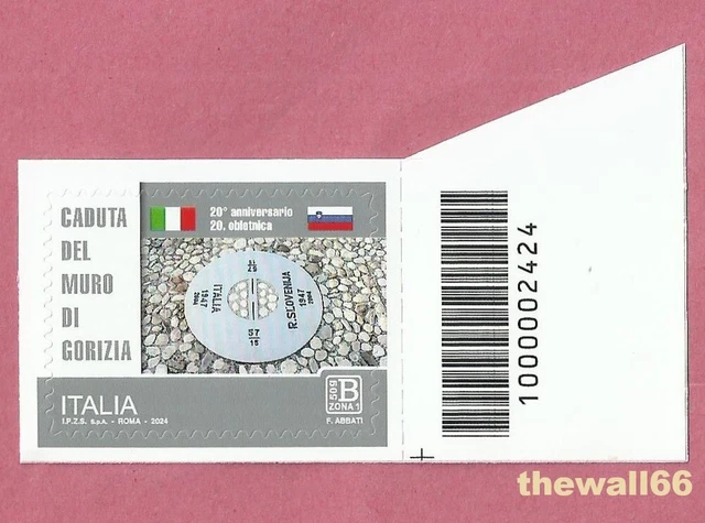 ITALIA 2024 Caduta del Muro di Gorizia FRANCOBOLLO con CODICE A BARRE B ... ITALIA 2024 Caduta del Muro di Gorizia FRANCOBOLLO con CODICE A BARRE B ...