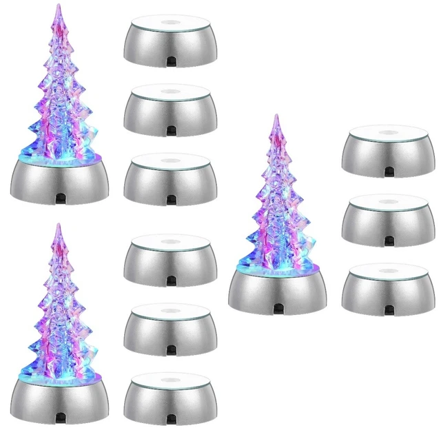 3 PIECES LED Light Crystal Display Stand Base Lamp Lights Colorful ...