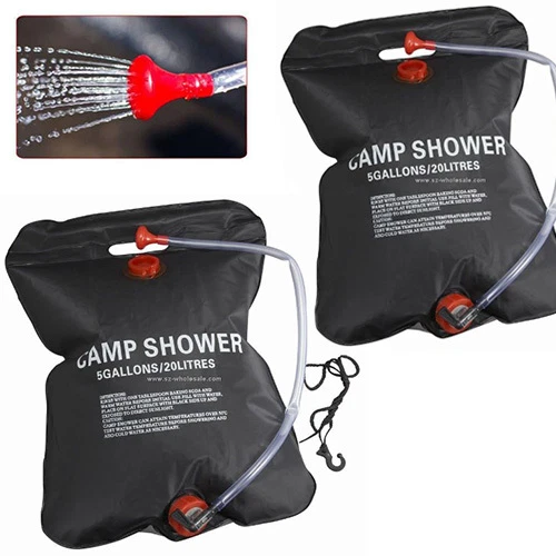 2 X 20 litre = 40 Litre Camping Solar Powered Shower Outdoor Sun Heated ...