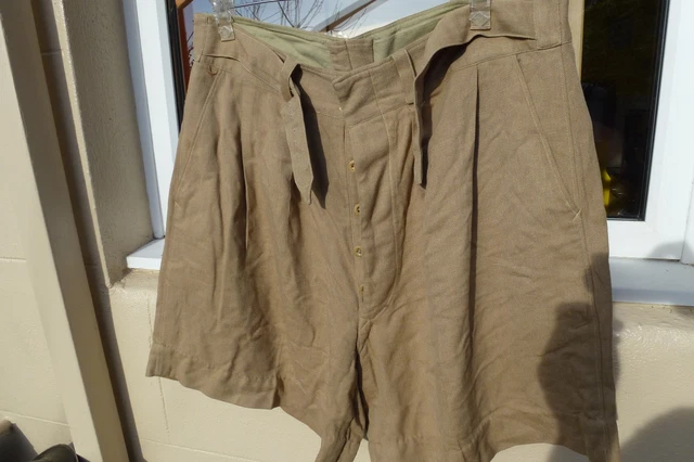 VINTAGE WW2 ARMY Officers Khaki Wool Kd Shorts 34" Waist Khaki Drill ...