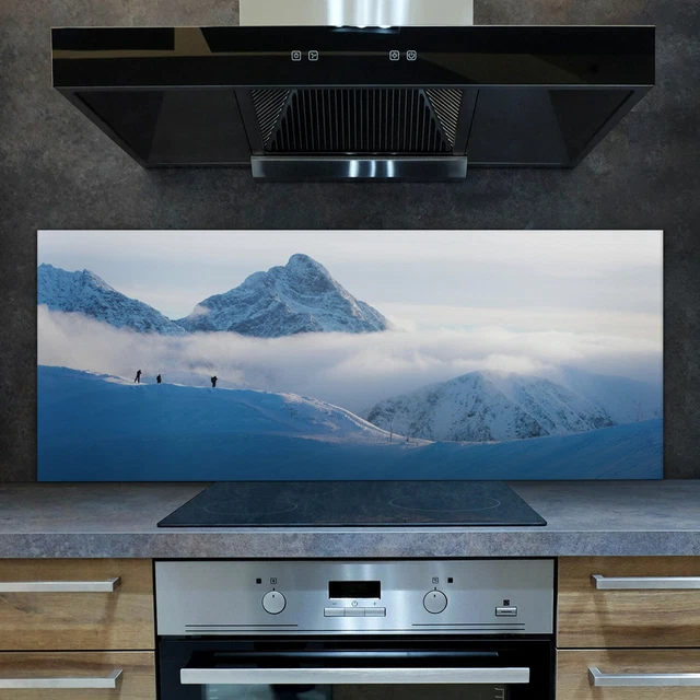 KITCHEN SPLASHBACK DESIGNER Glass Cooker Panel Mountain Cloud Landscape ...