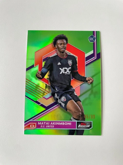 MATAI AKINMBONI 2023 Topps Finest Mls Soccer Rc Rookie Neon Green ...