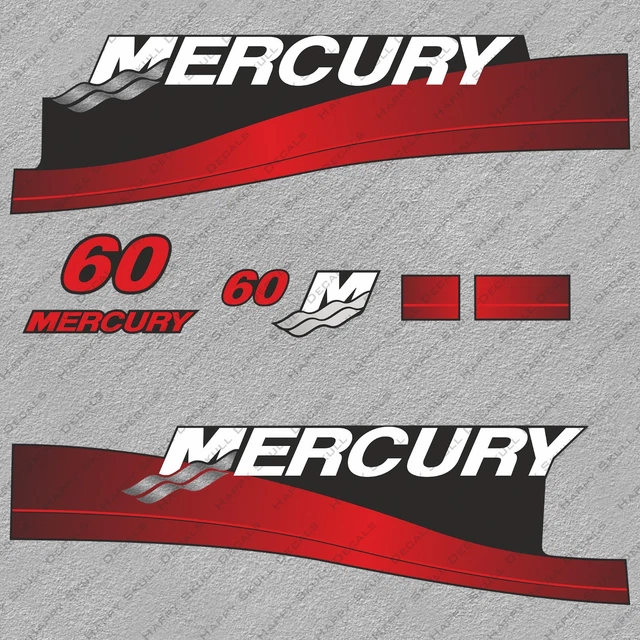 MERCURY 60 HP Two Stroke outboard engine decals sticker set ...