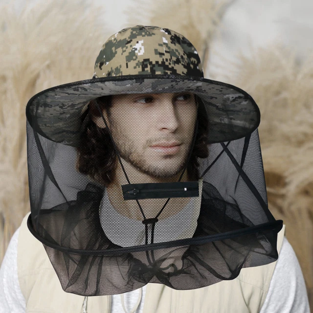 OUTDOOR MOSQUITO HEAD Face Net Hat Sun Bee Insect Bug Protection Hidden ...
