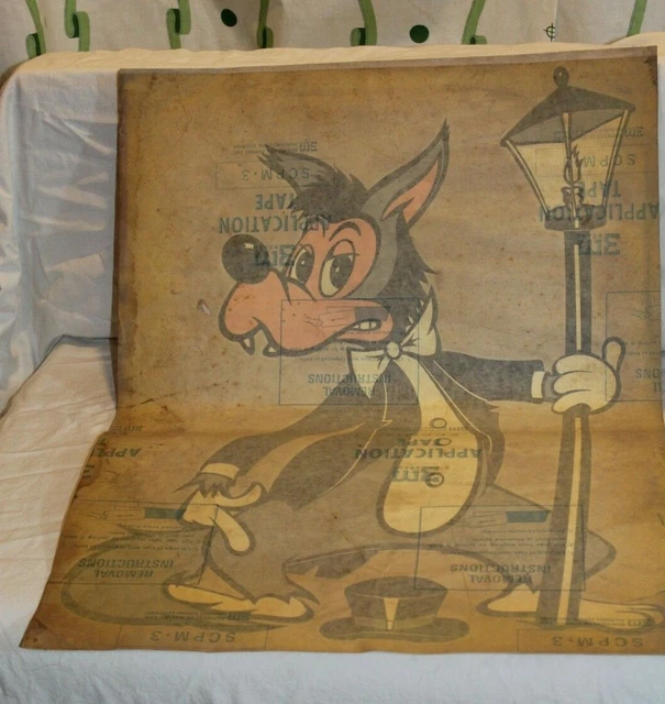 VINTAGE 3M DECAL Rowdy Wolf Late Night Drinking Light Post Advertising ...