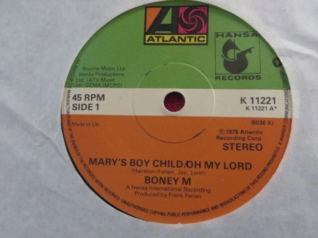 BONEY M ~ Mary's Boy Child Oh My Lord - Uk Atlantic 1978 - Mint £1.99 ...