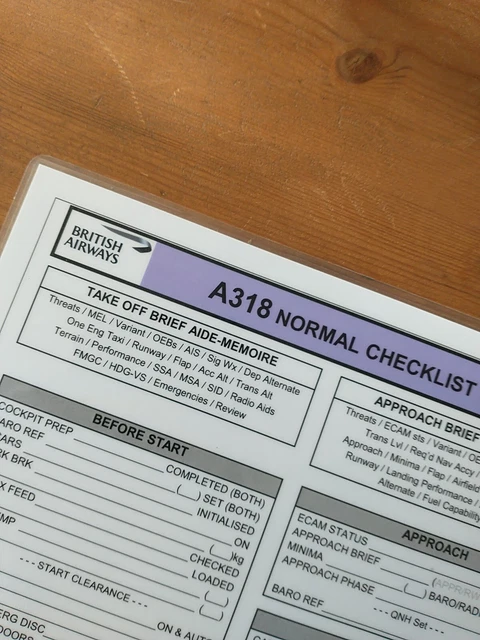 BRITISH AIRWAYS AIRBUS a318 series Pilot Checklist EUR 58,50 - PicClick IT