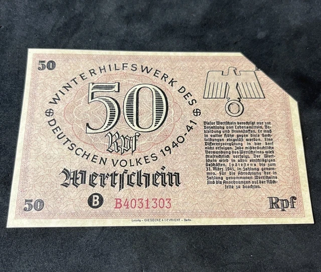 WW2 WWII GERMAN Third Reich Currency Note Lottery Geldlotterie WHW ...