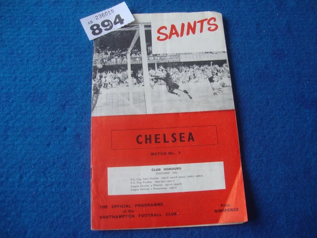 (894) SOUTHAMPTON FC V Chelsea Football Club Sept 1966 Programme £3.28 ...