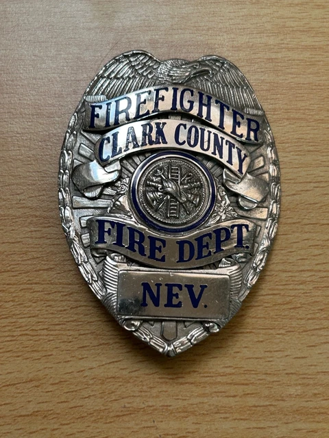FIREFIGHTER CLARK COUNTY Nevada Fire Department Hat badge Las Vegas Sun ...