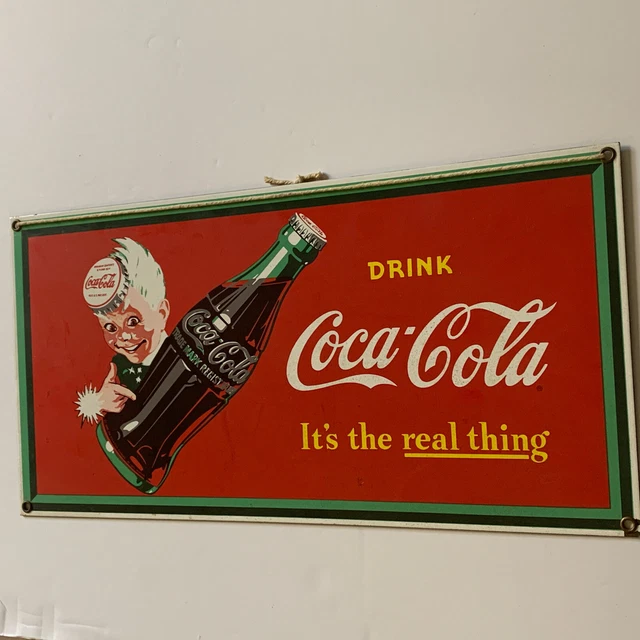 VINTAGE DRINK COCA Cola Its The Real Thing Andy Rooney Porcelain Enamel Sign $39.99 - PicClick CA
