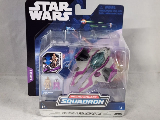 STAR WARS MICRO Galaxy Squadron Mace Windu's Jedi Intereptor con R4-M6 ...